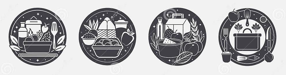 Meal Prep Kit Service Graohic Design Template Set Stock Vector ...