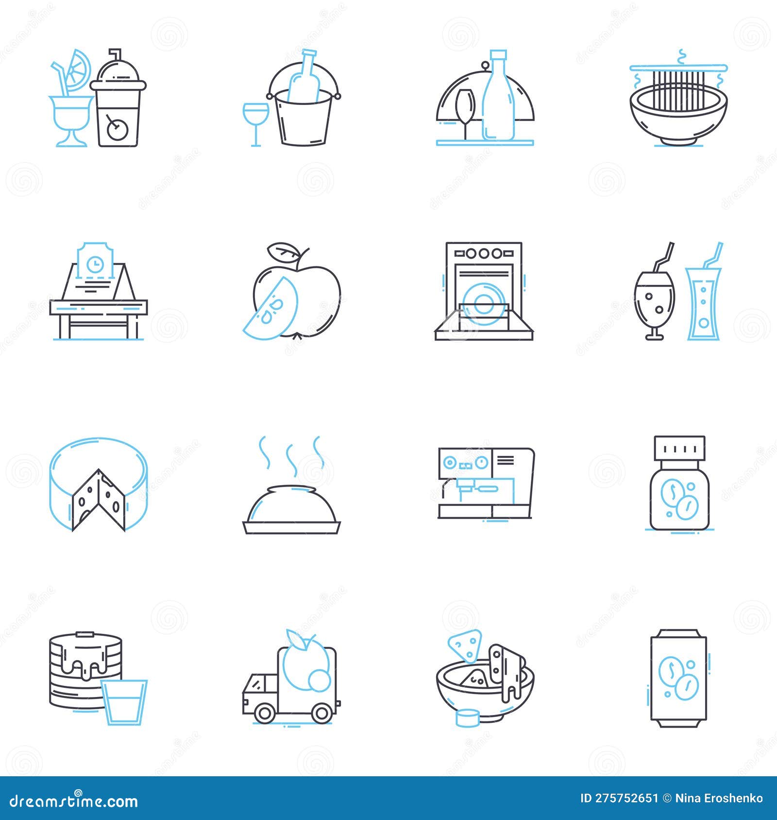 Meal Selection Linear Icons Set Cuisine Diet Menu Options Selection Taste Flavor Line