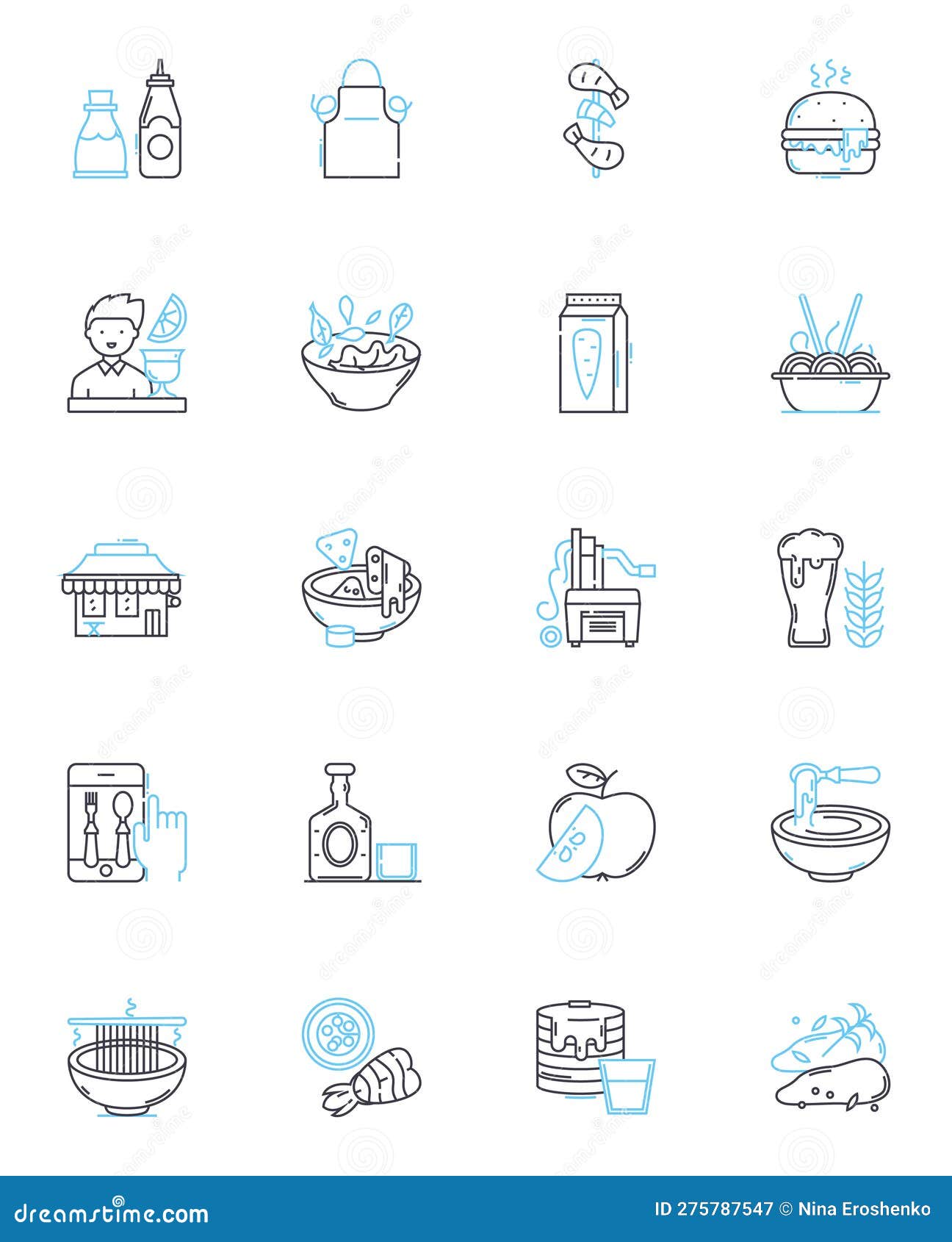 Meal Selection Linear Icons Set Cuisine Diet Menu Options Selection Taste Flavor Line