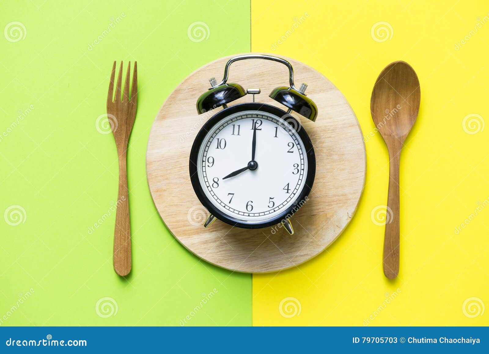 Meal time with alarm clock stock image. Image of dark - 79705703