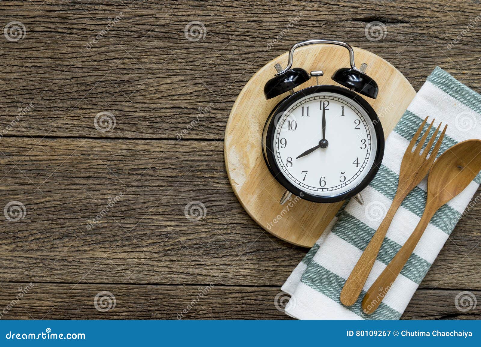 Meal Time with Alarm Clock, Breakfast Stock Image - Image of retro ...