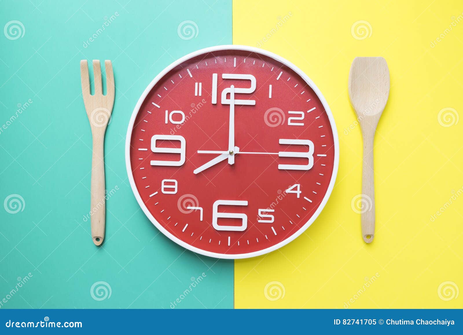 Meal time with alarm clock stock image. Image of table - 82741705