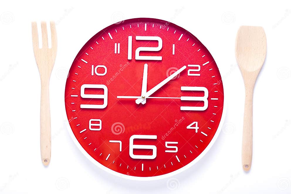 Meal time with clock stock photo. Image of beverage, meal - 79705886
