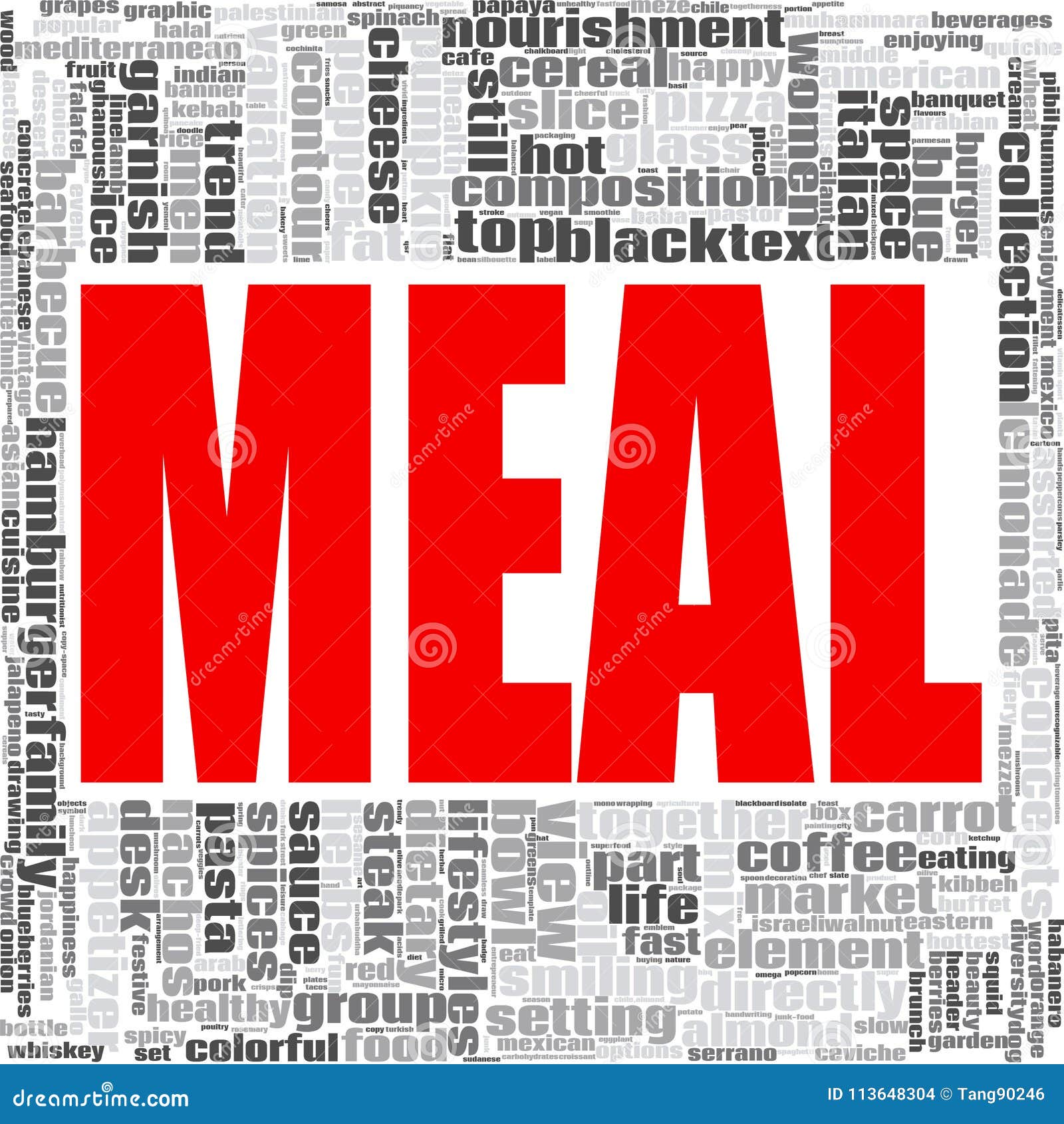 Meal word cloud stock illustration. Illustration of collage - 113648304