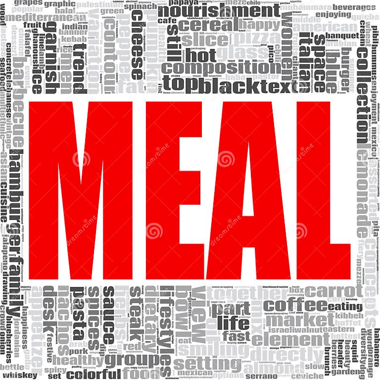 Meal word cloud stock illustration. Illustration of collage - 113648304