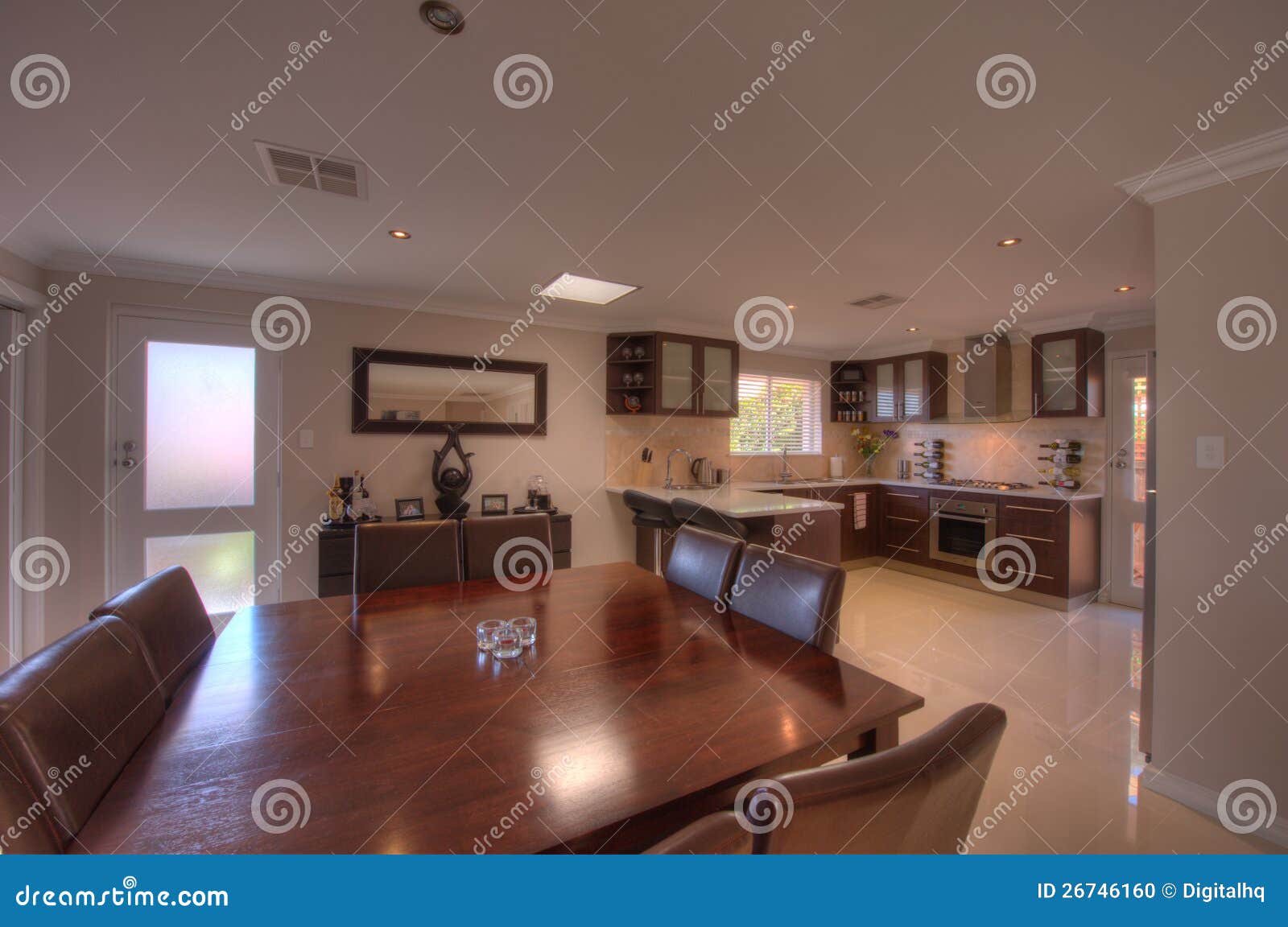 Meals Dining Room in Luxury Home Stock Photo - Image of cupboards ...