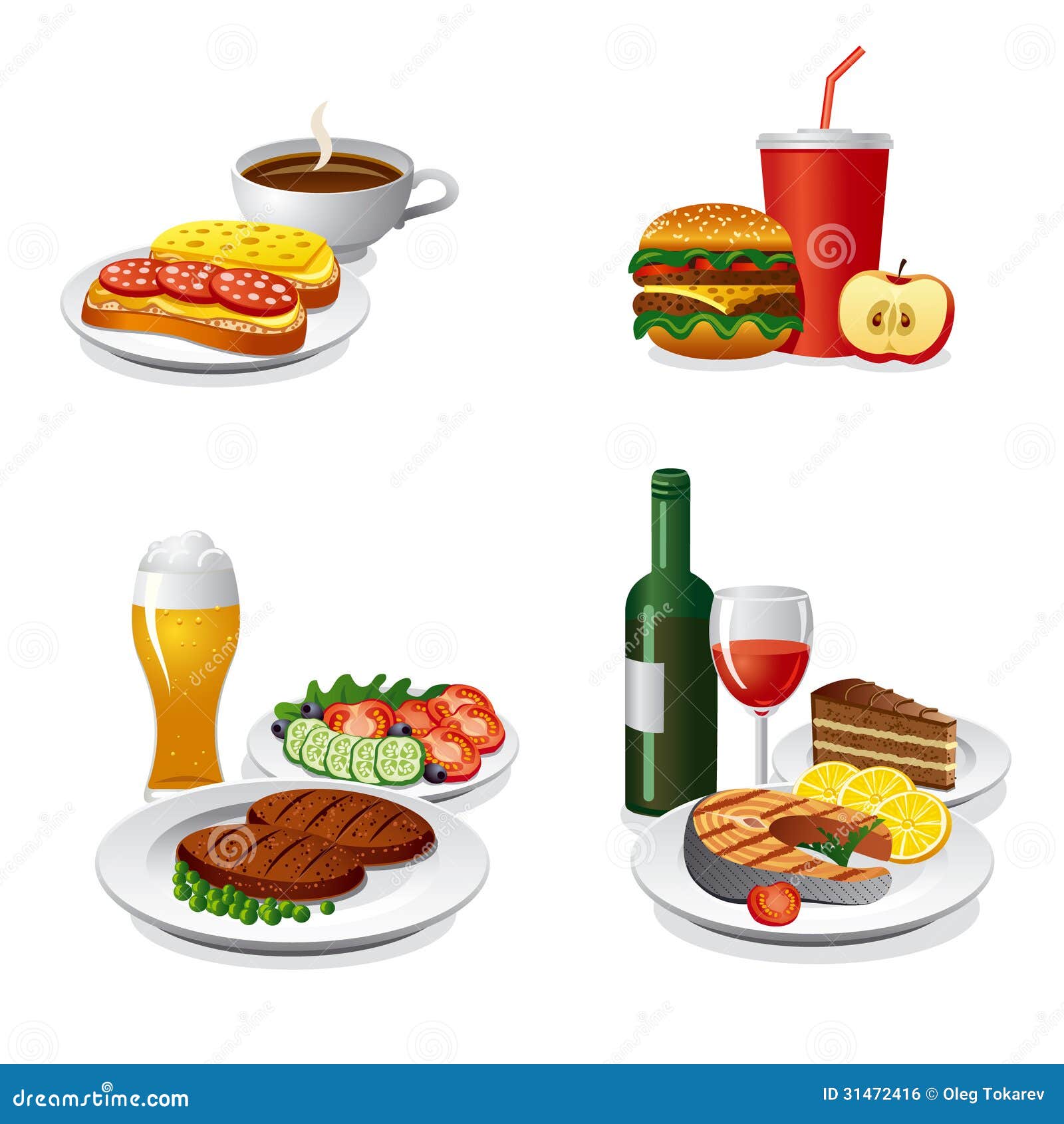 Daily meals icon set stock illustration. Illustration of salad - 31472416