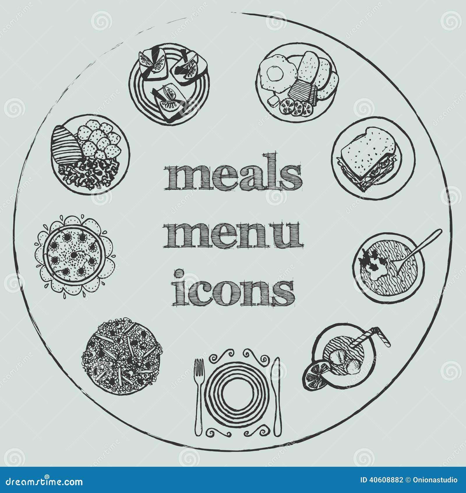 Meals Menu Icons - Latino Style Vector Illustration | CartoonDealer.com ...