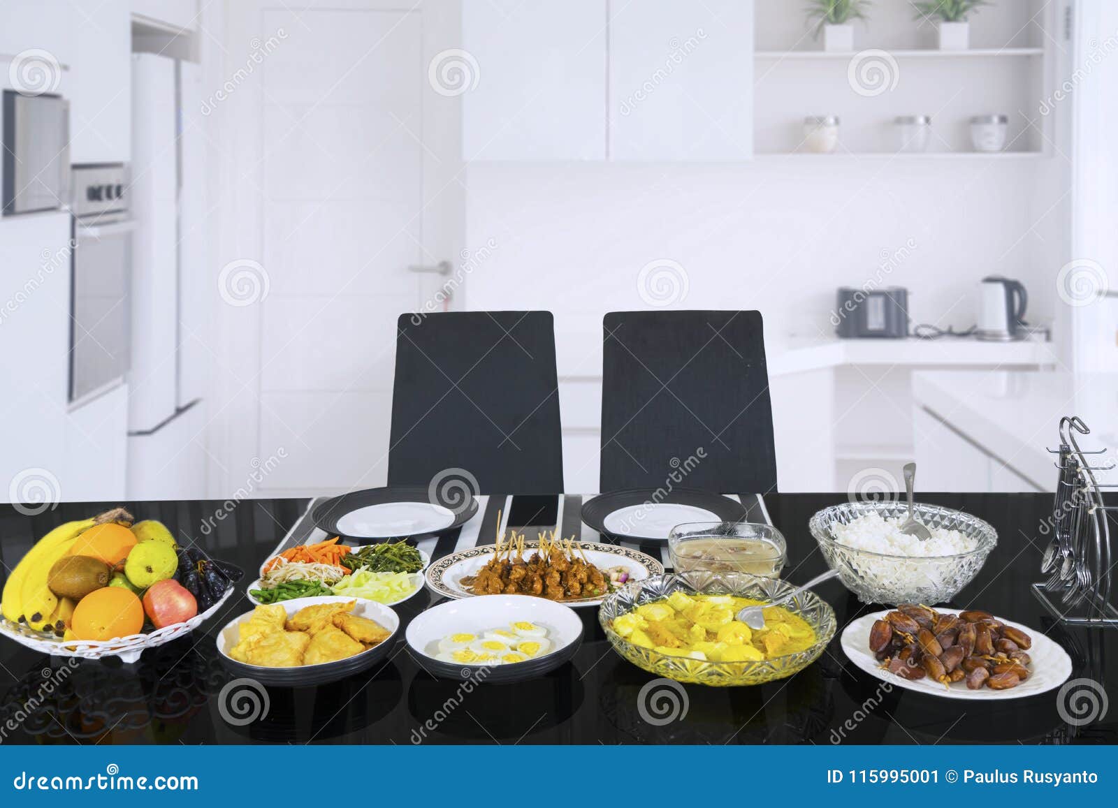 Meals Served To Break the Fast in the Kitchen Stock Image - Image of ...