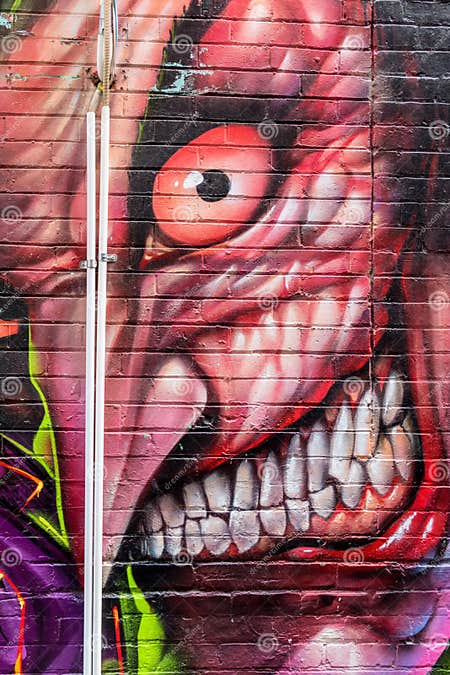 Scary Looking Graffiti Mural Editorial Stock Image - Image of graffitti ...