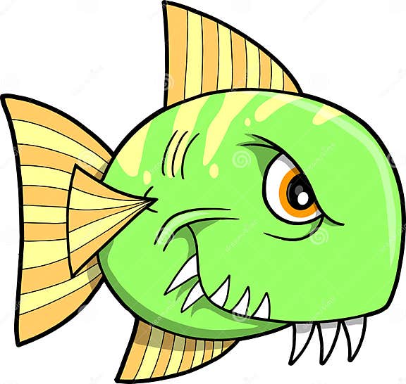 Mean Fish Vector Illustration Stock Vector - Illustration of ocean ...