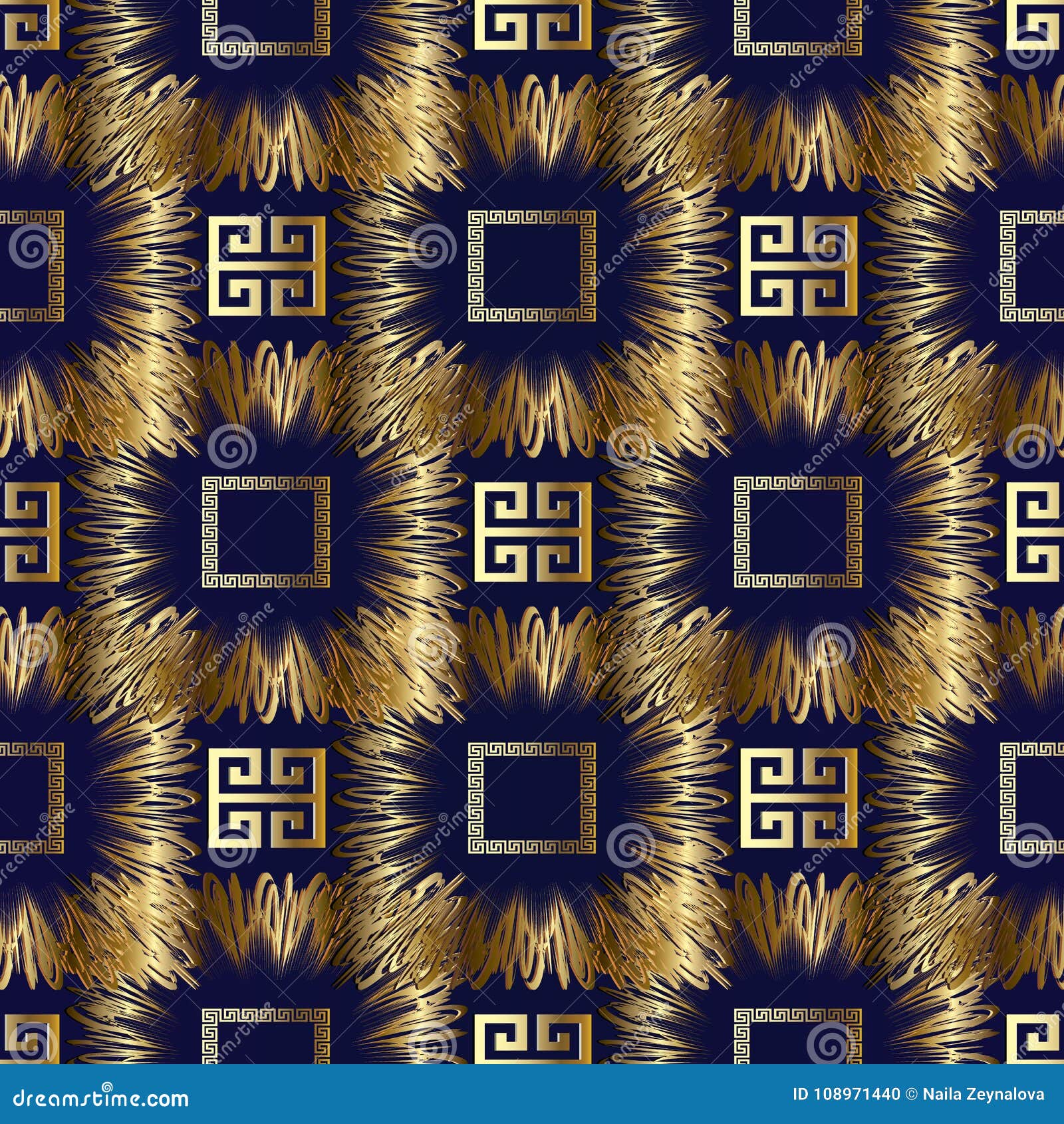 Meander Greek Key Vector 3d Seamless Pattern. Geometric Abstract Stock ...