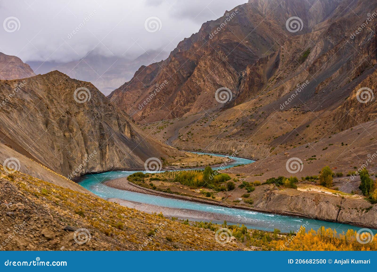Meander, Spiti River Valley Stock Photo - Image of india, himalayan ...