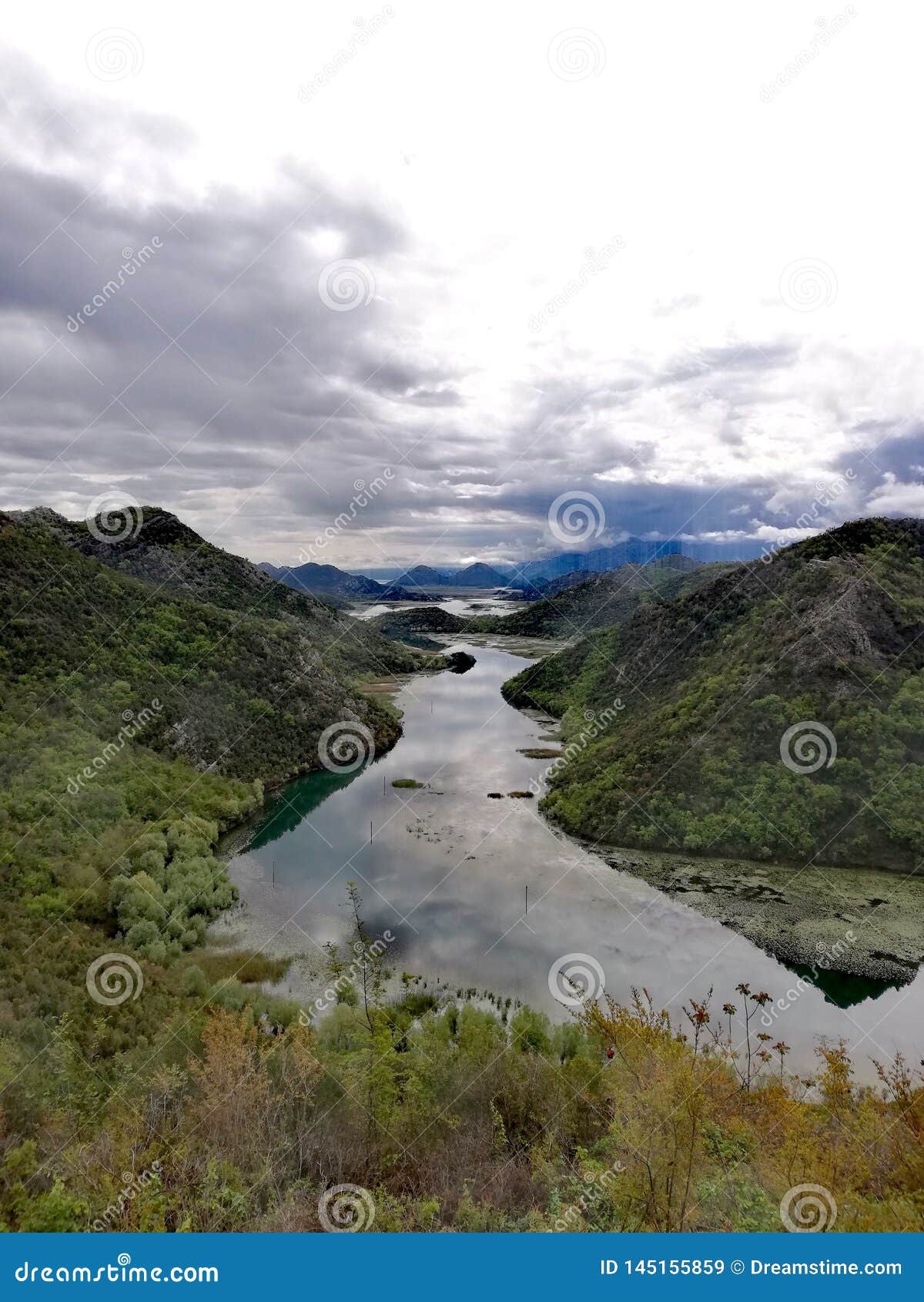 Meander of a river stock image. Image of clouds, reflection - 145155859