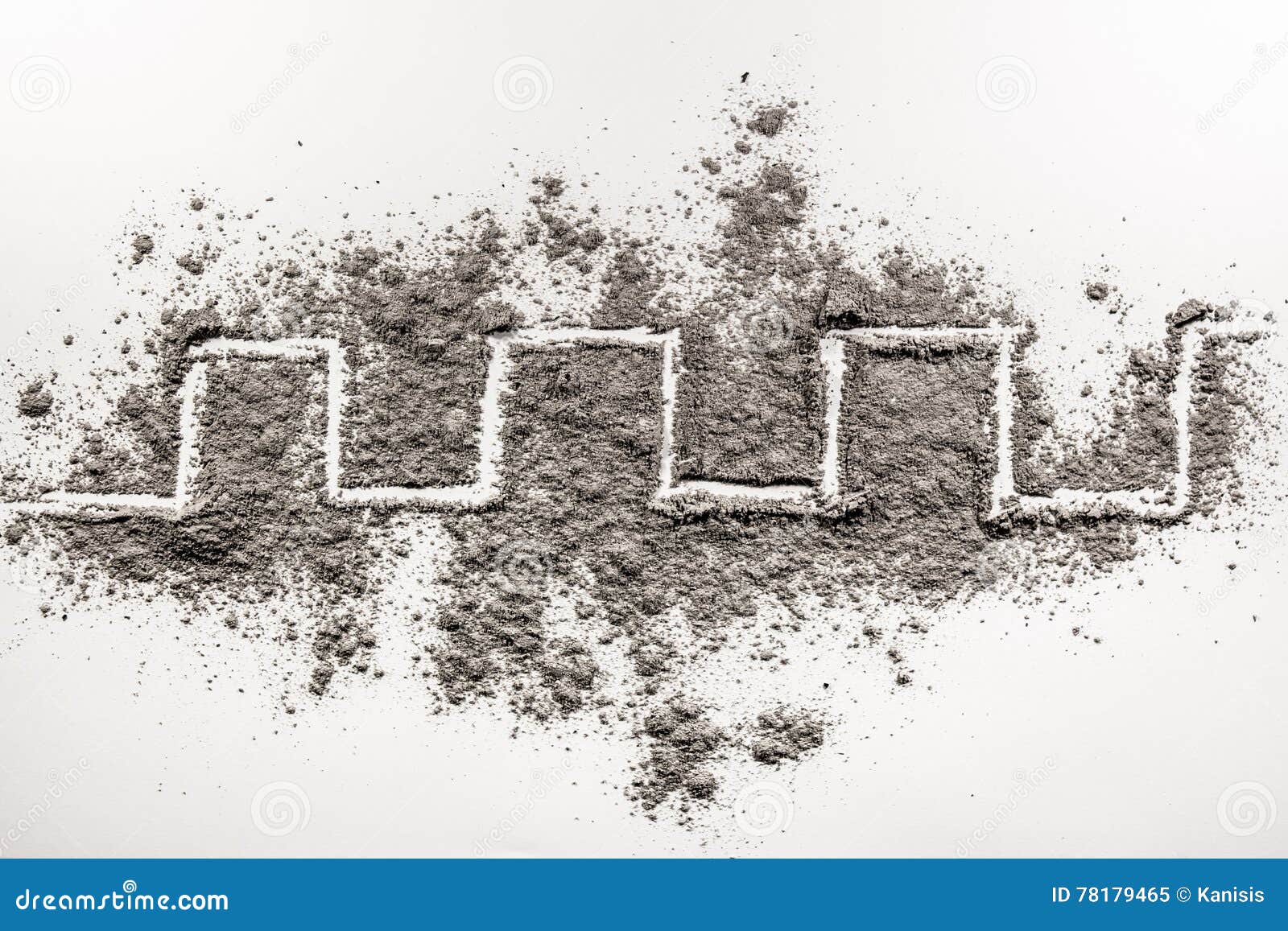 Meander Winding Line Drawing in a Scattered Dust, Ash, Sand Stock ...