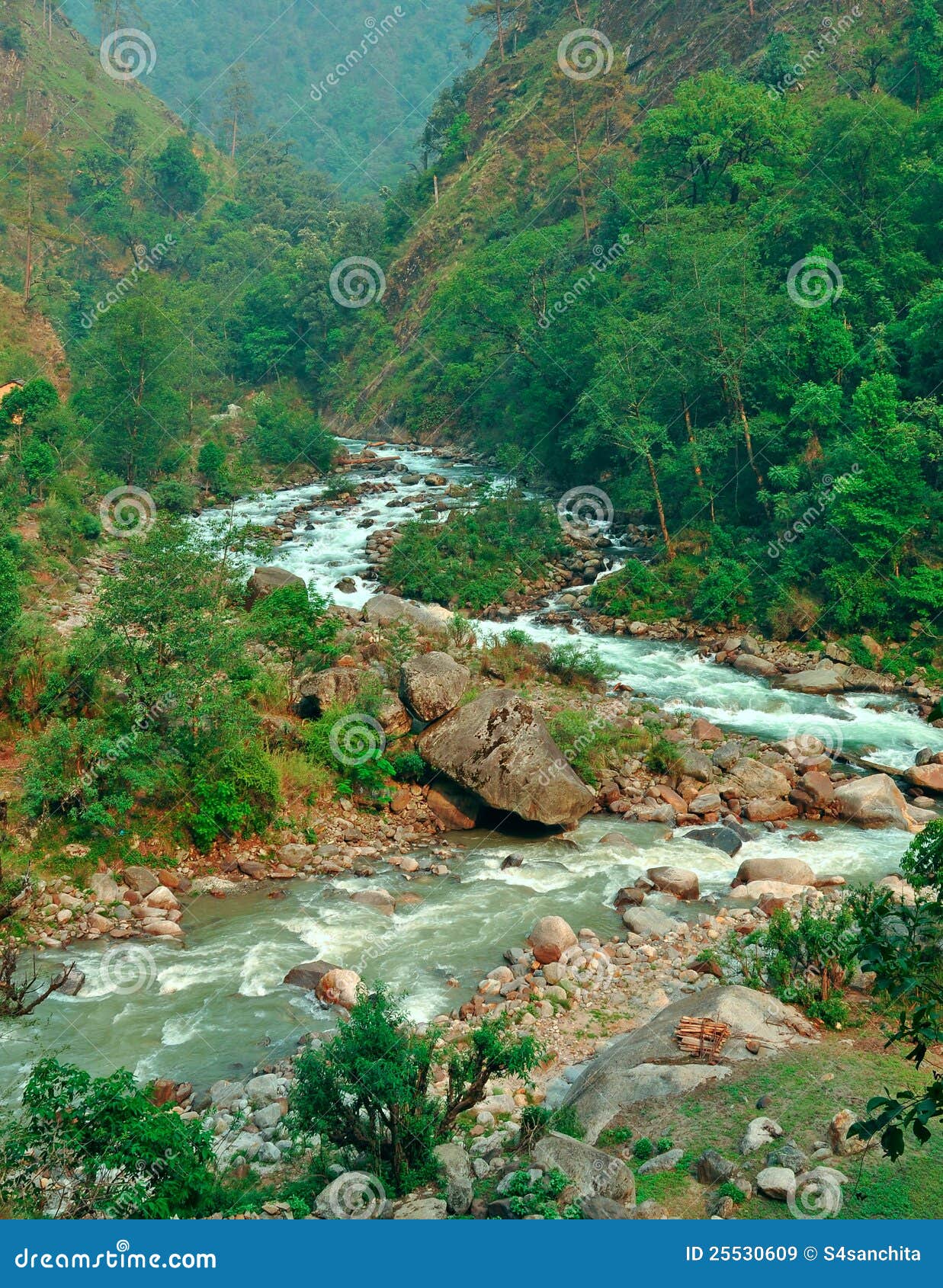 Meandering River in Mountain Stock Image - Image of coast, bend: 25530609