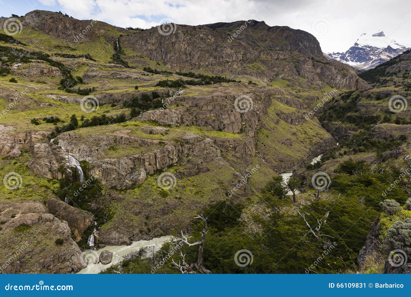 A Meandering Waterfall into a River Stock Image - Image of water ...