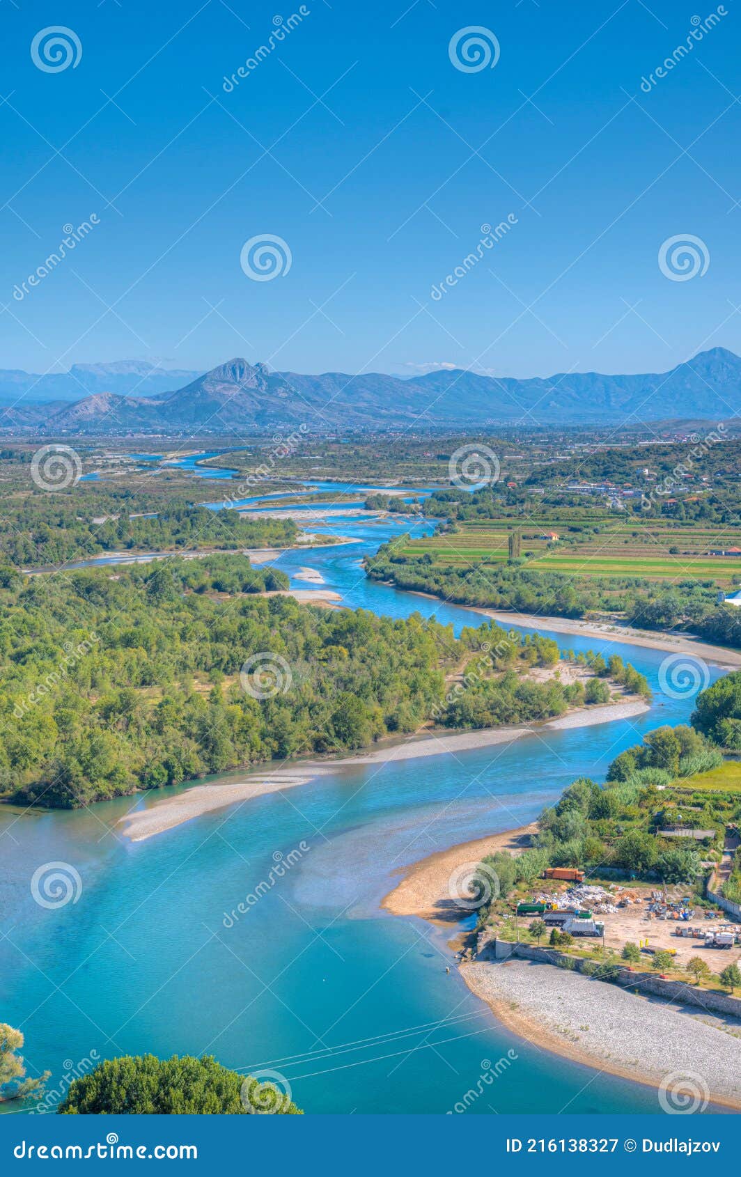 Meanders of Drin River in Albania Stock Image - Image of tree, range ...