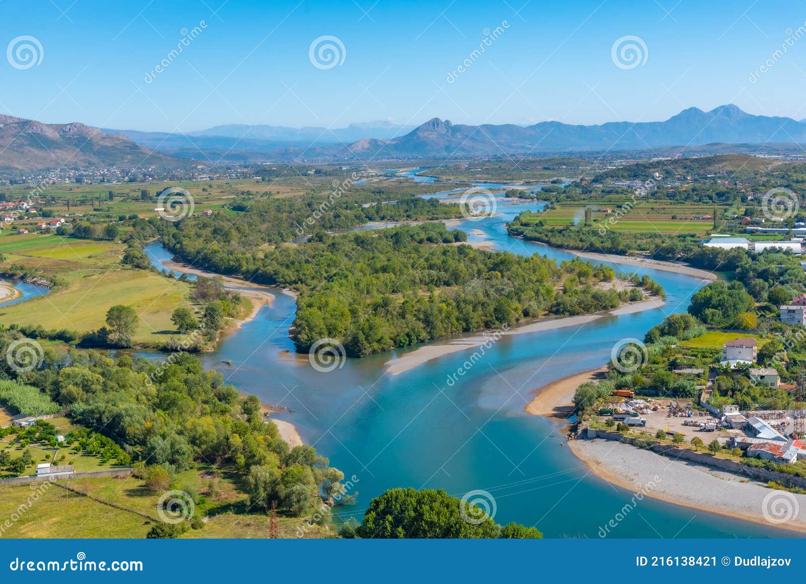 Meanders of Drin River in Albania Stock Image - Image of confluence ...