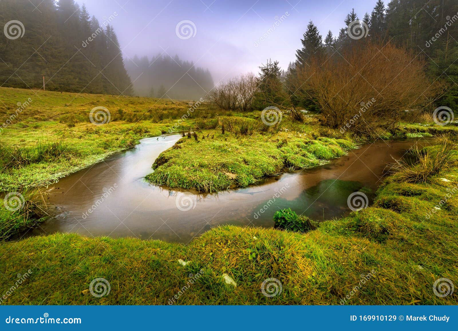 Meanders mountain stream stock image. Image of blue - 169910129