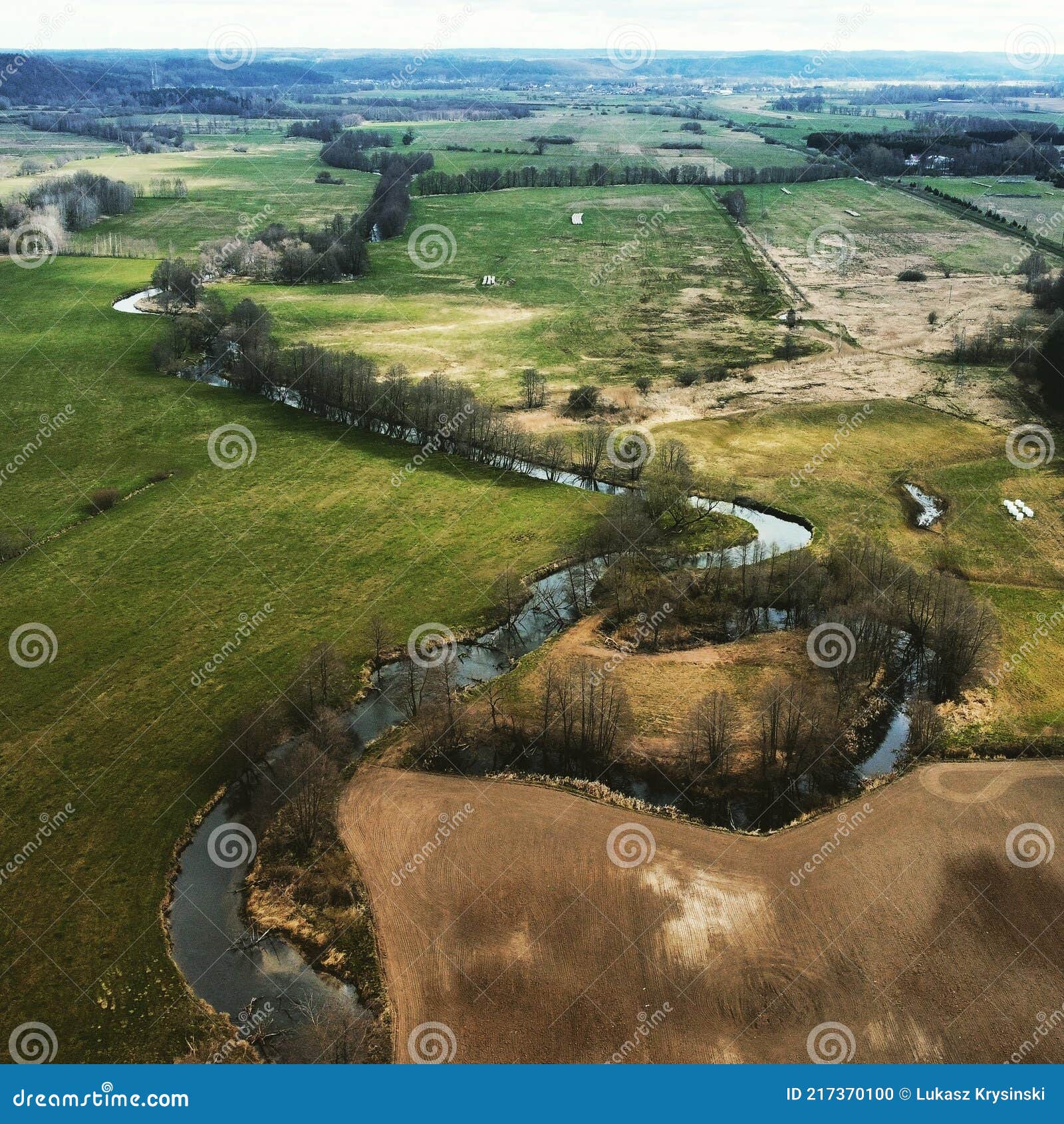 Meanders River Delta Dron Aerial Video Shot Inland Sandy Sand Alluvium ...