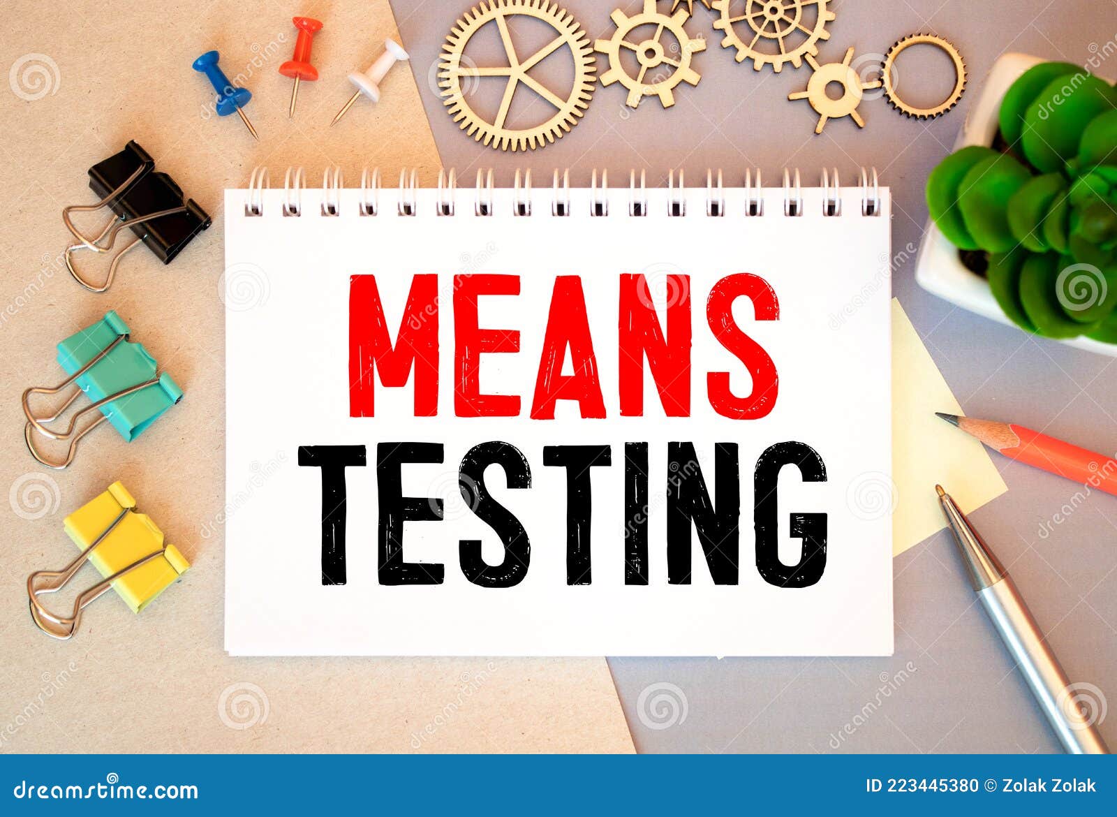 Means Testing, Text on White Notepad Paper on Gray Background Stock ...