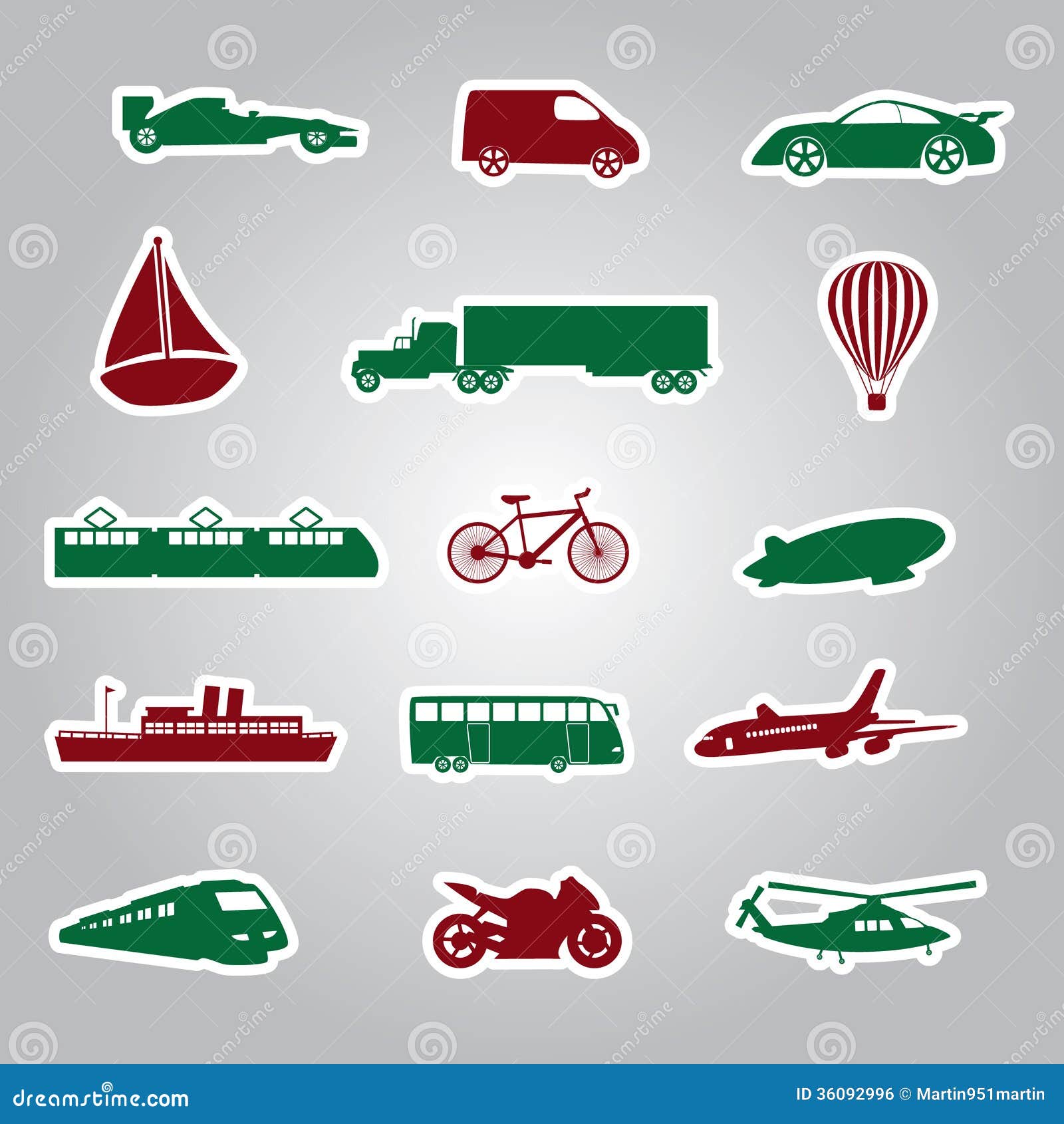 Means of Transport Icon Stickers Eps10 Stock Vector - Illustration of ...