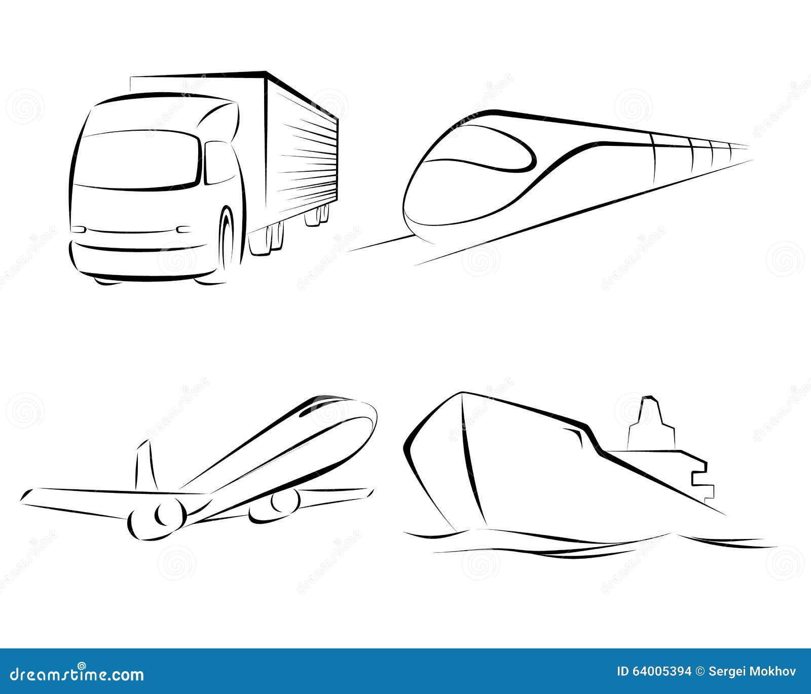 Means of Transportation Set Stock Vector - Illustration of logistics ...