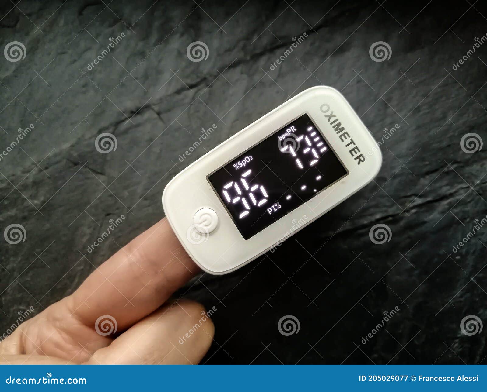 Pulse Oximeter Hand In Hospital Closeup. Aged Female Lying With Oxygen ...