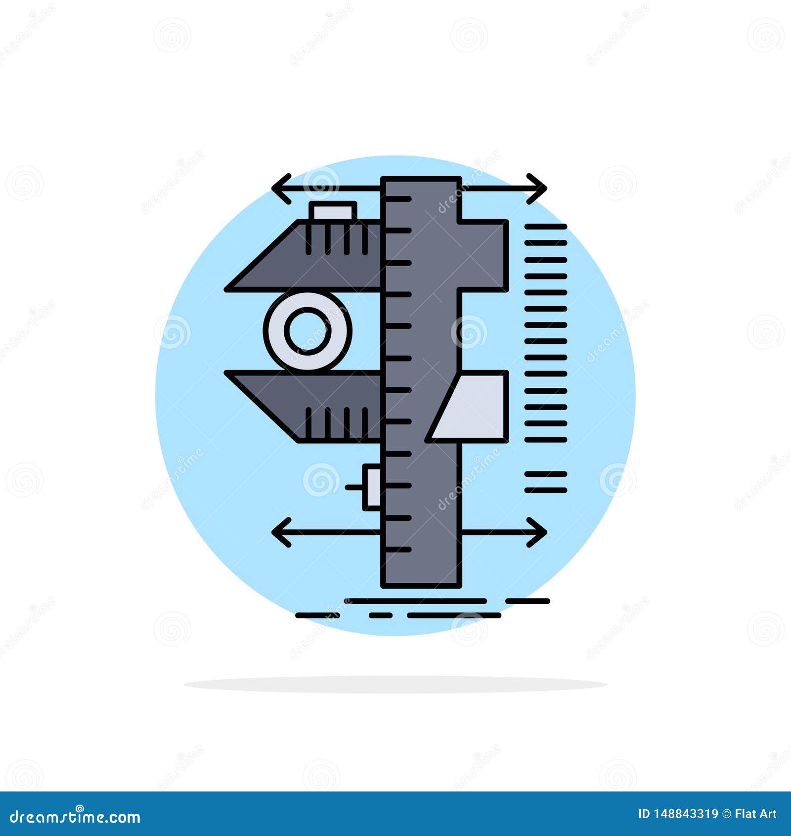 Measure, Caliper, Calipers, Physics, Measurement Flat Color Icon Vector ...