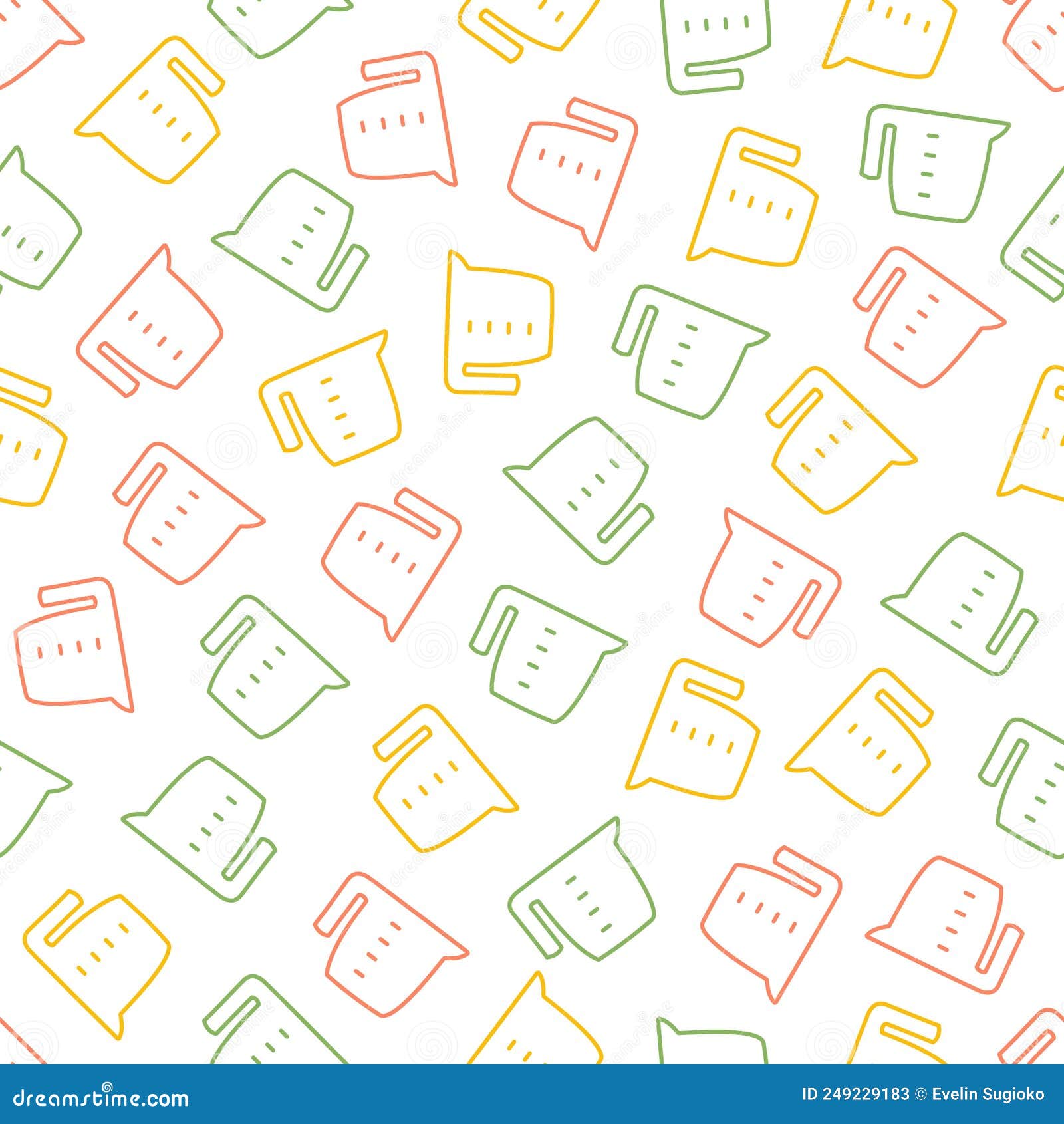 Measure Cups and Cups Vector Graphic Line Art Seamless Pattern Stock ...