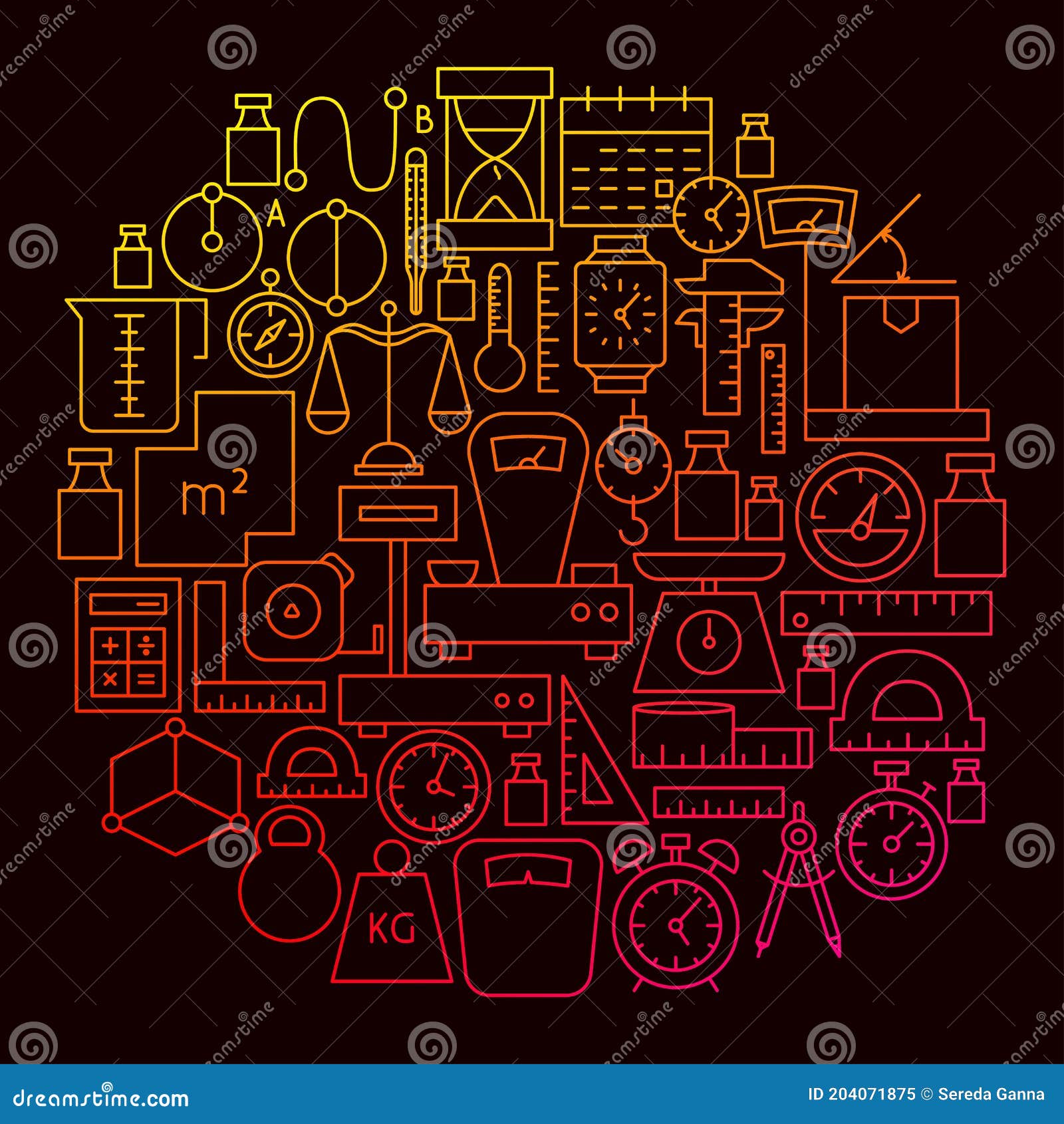 Measure Line Icon Circle Concept Stock Vector - Illustration of scale ...