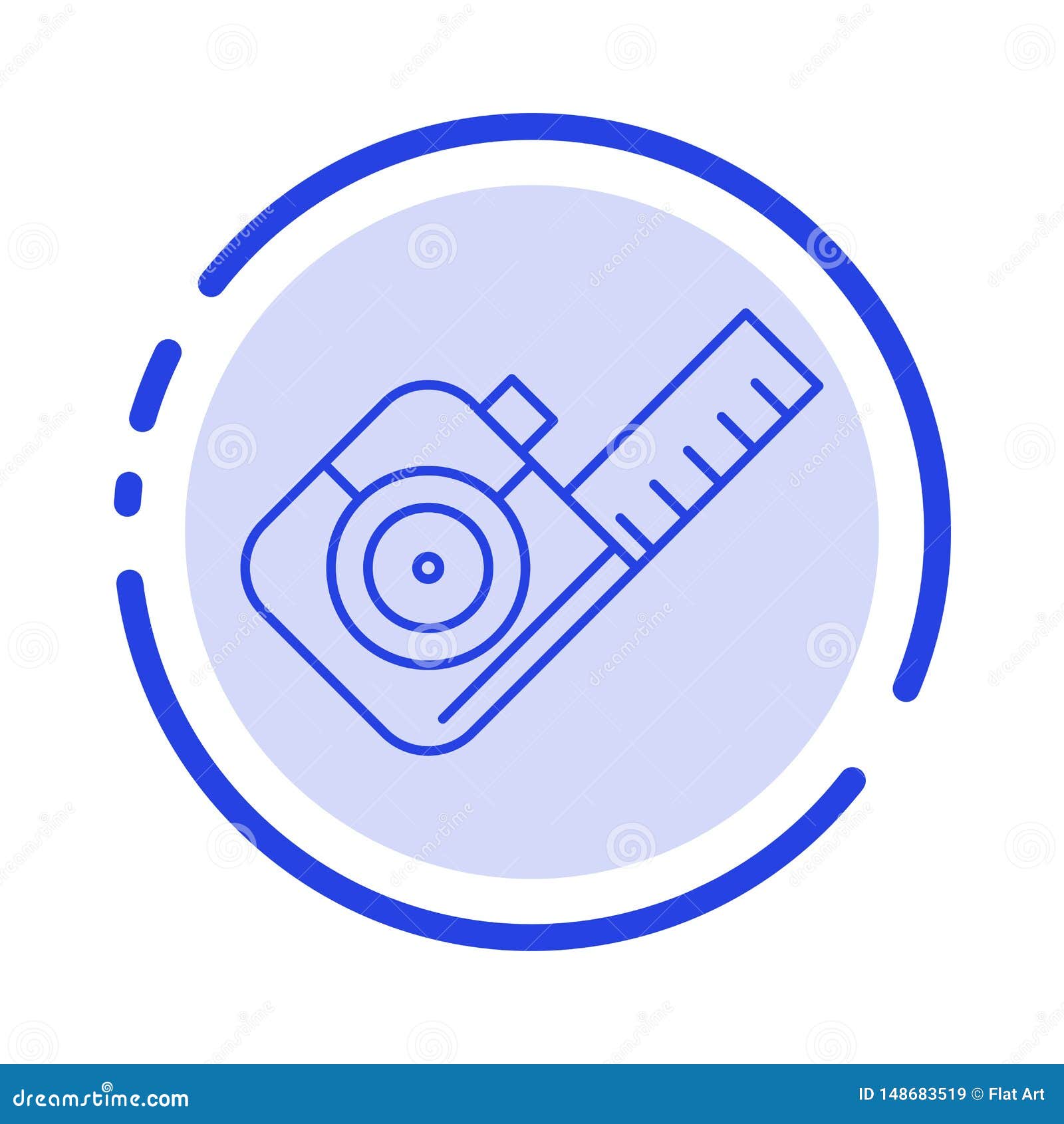 Measure, Measuring, Tape, Tool Blue Dotted Line Line Icon Stock Vector ...