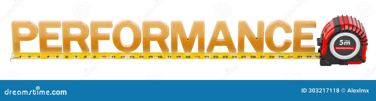 Measure Performance Concept with Measuring Tape, 3D Rendering Stock ...