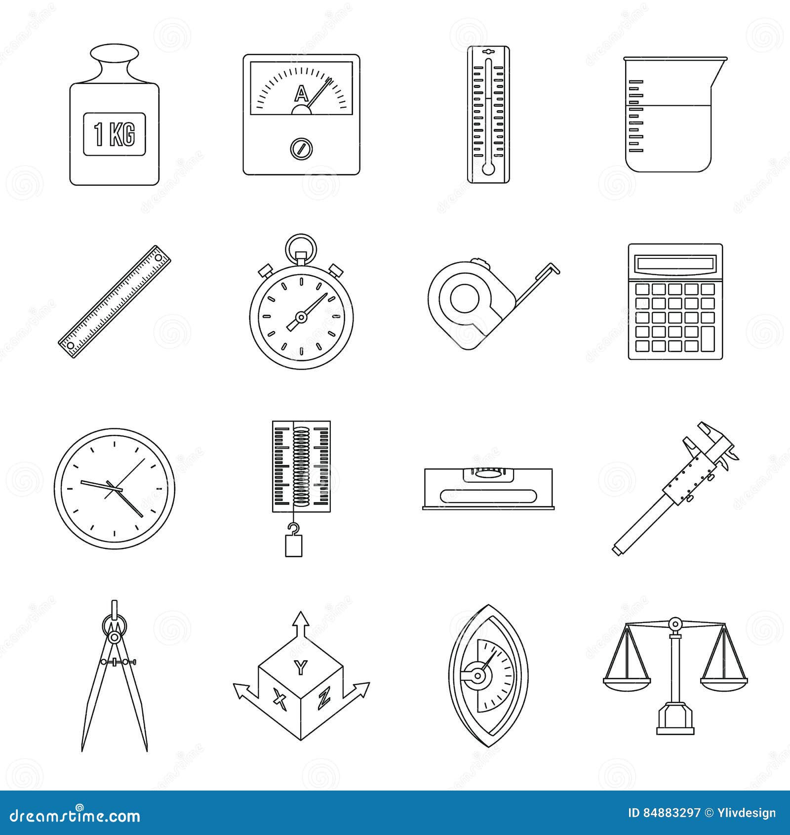 Measure Precision Icons Set, Outline Style Stock Vector - Illustration ...