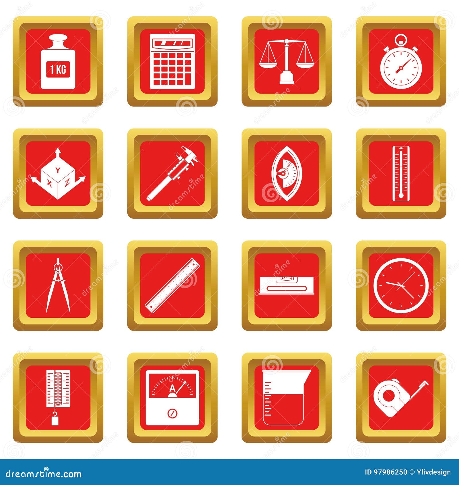 Measure Precision Icons Set Red Stock Vector - Illustration of chisel ...