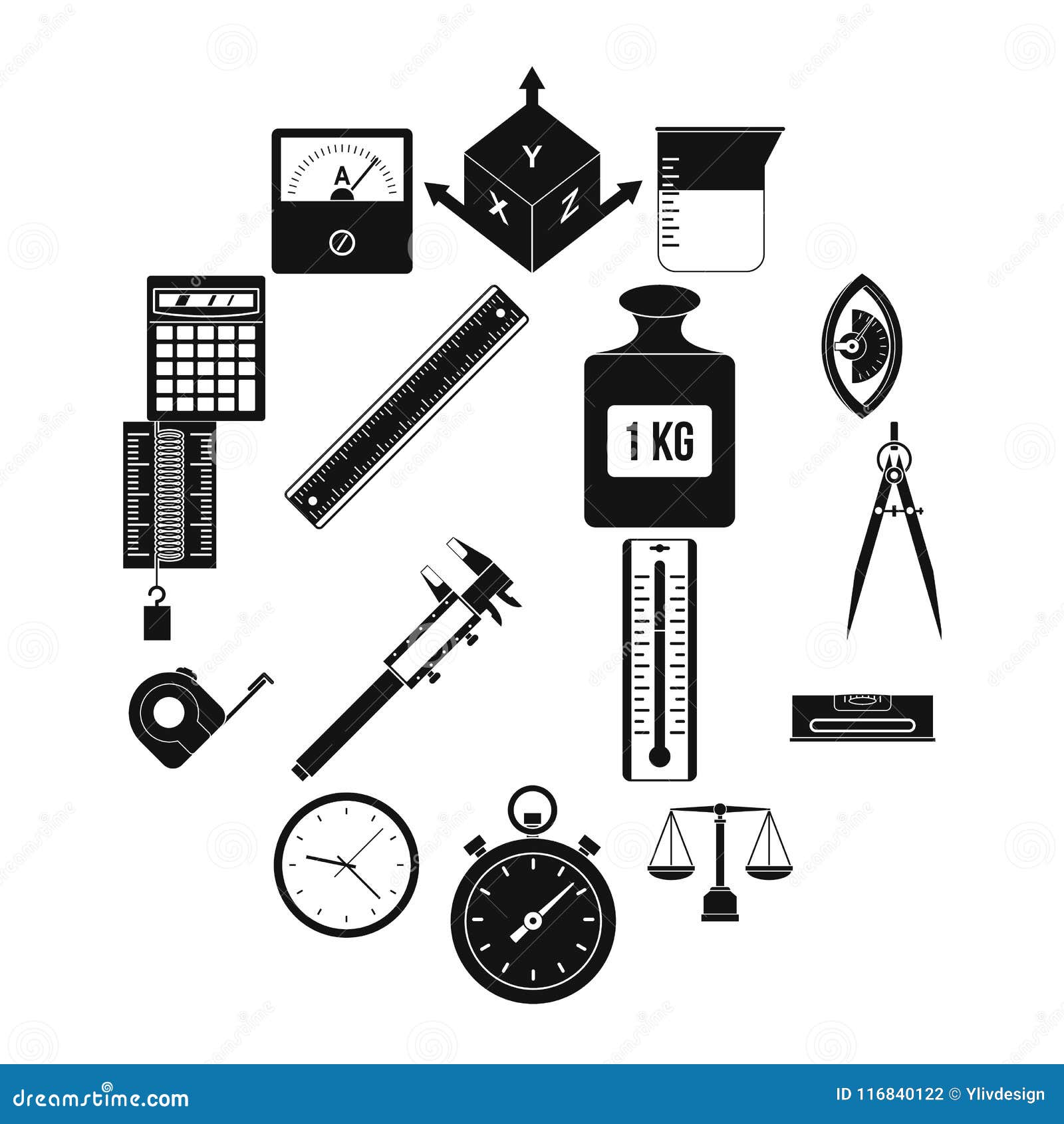 Measure Precision Icons Set, Simple Style Stock Vector - Illustration ...