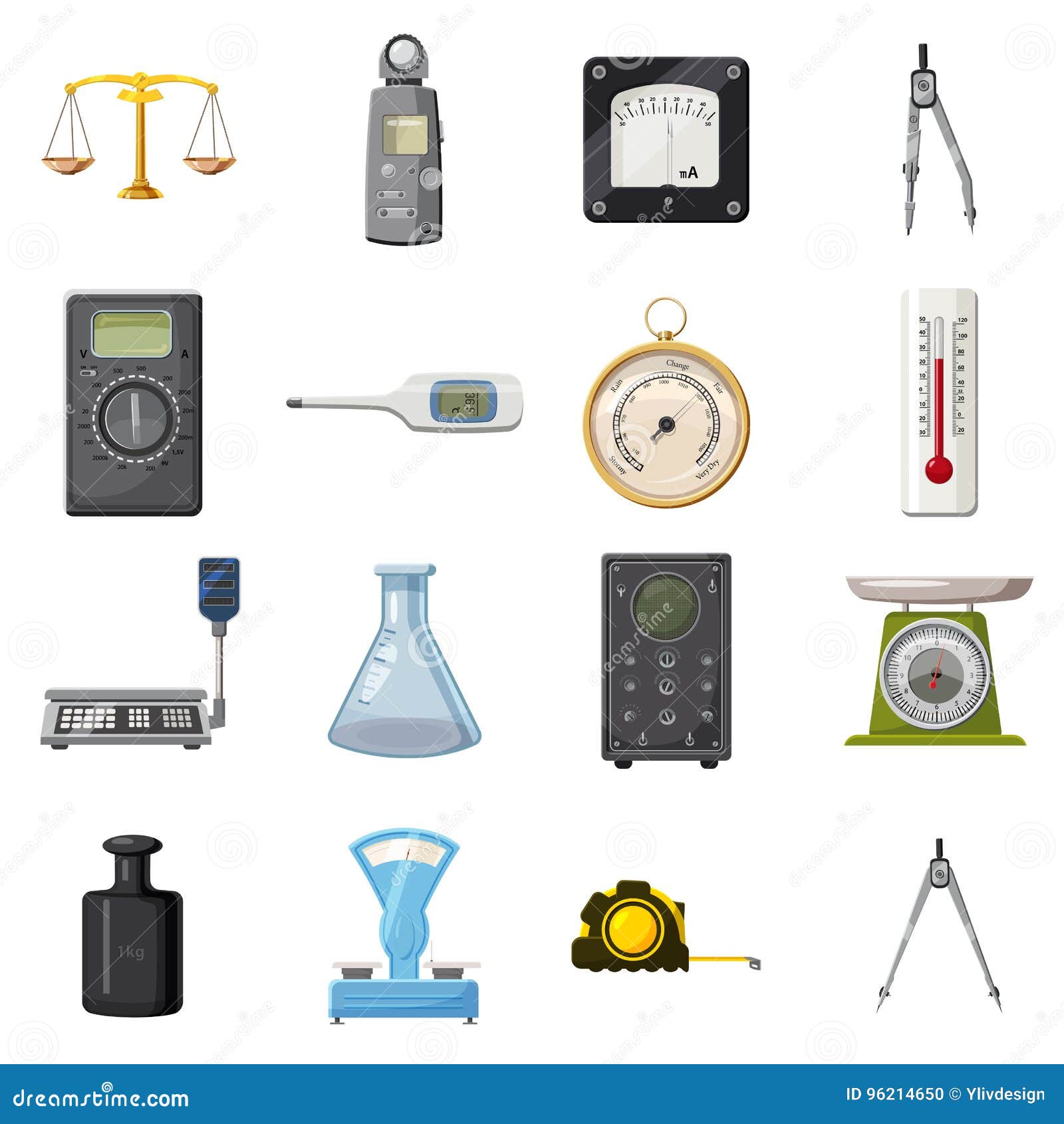 Measure Precision Tools Icons Set, Cartoon Style Stock Vector ...