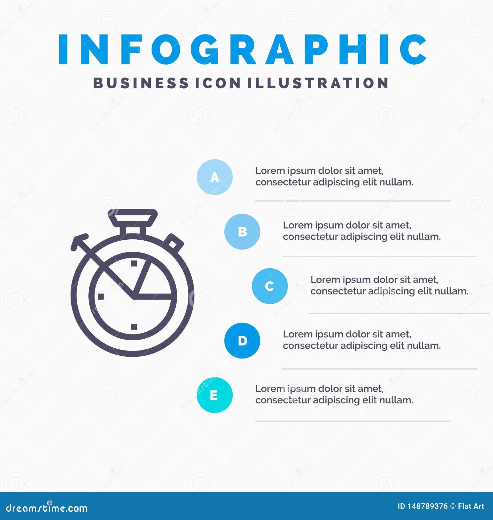 Measure, Time, Clock, Data Science Line Icon with 5 Steps Presentation ...