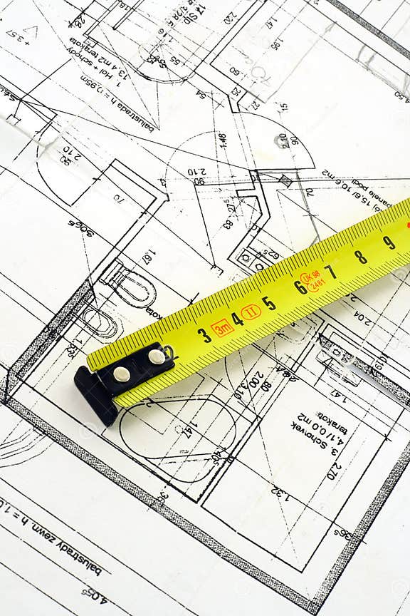 Measure Tool on a Blueprint Stock Image - Image of mechanical ...