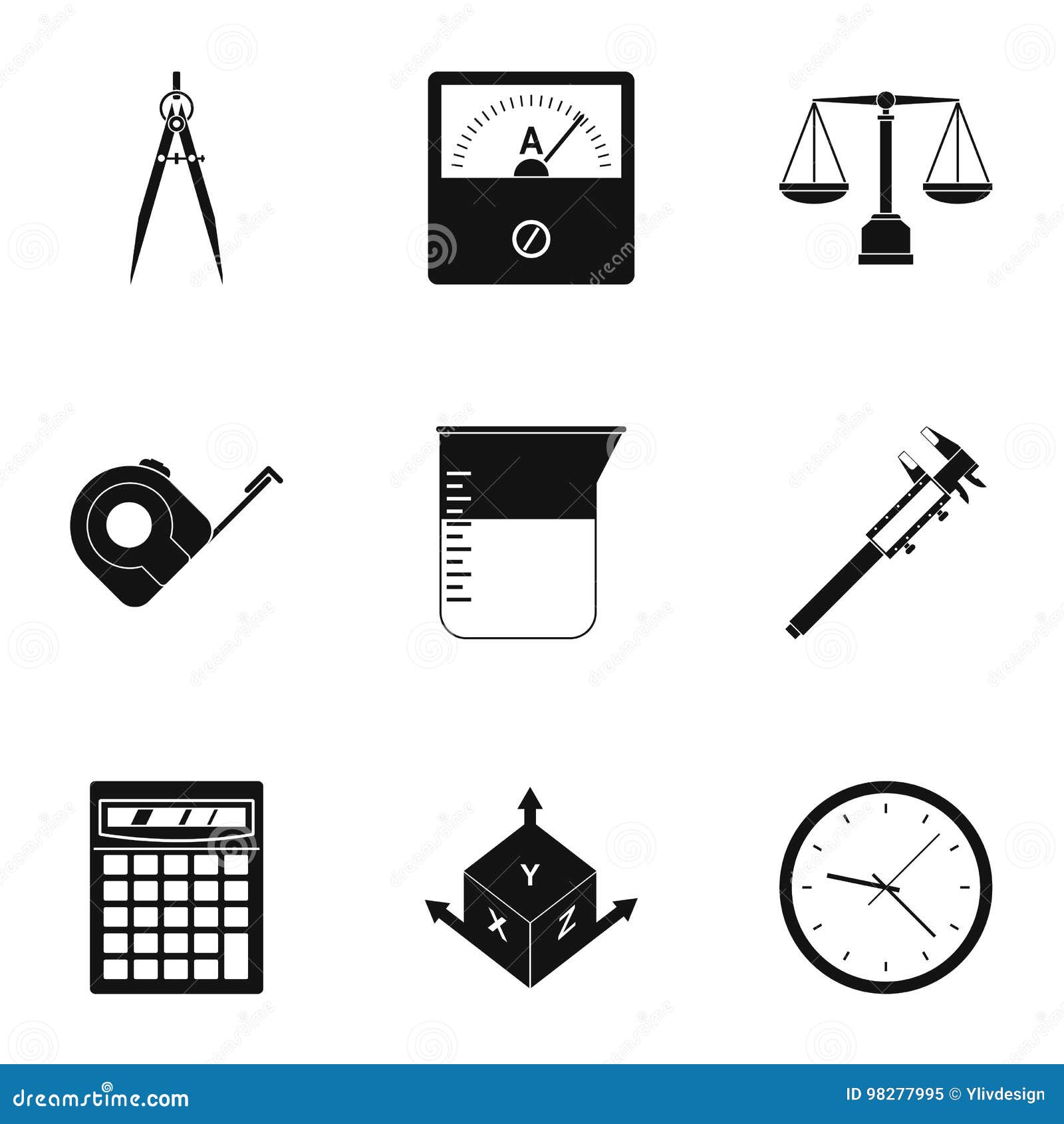 Measure Tools Icon Set, Simple Style Stock Vector - Illustration of ...
