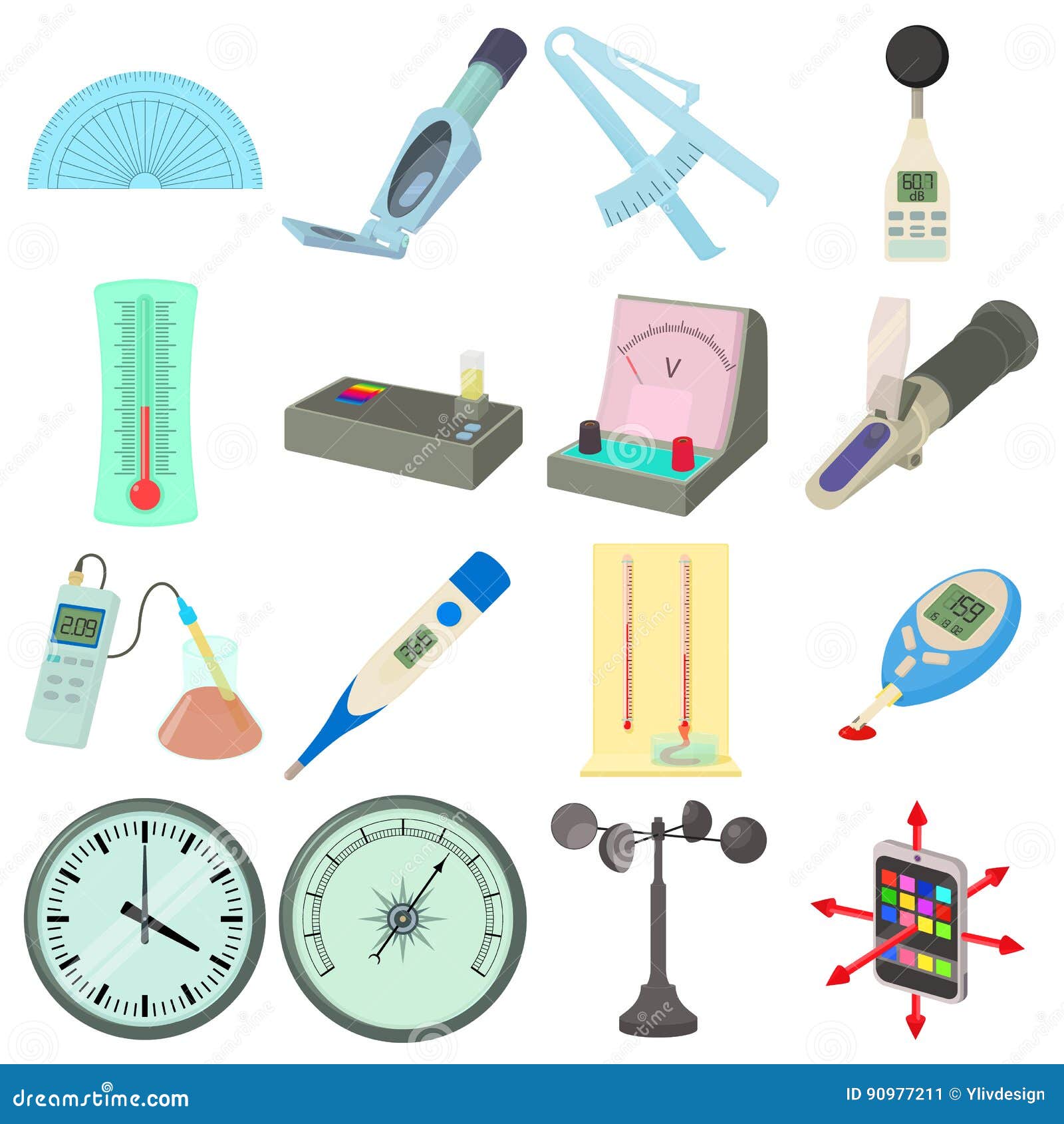 Measure Tools Icons Set, Cartoon Style Stock Vector - Illustration of ...