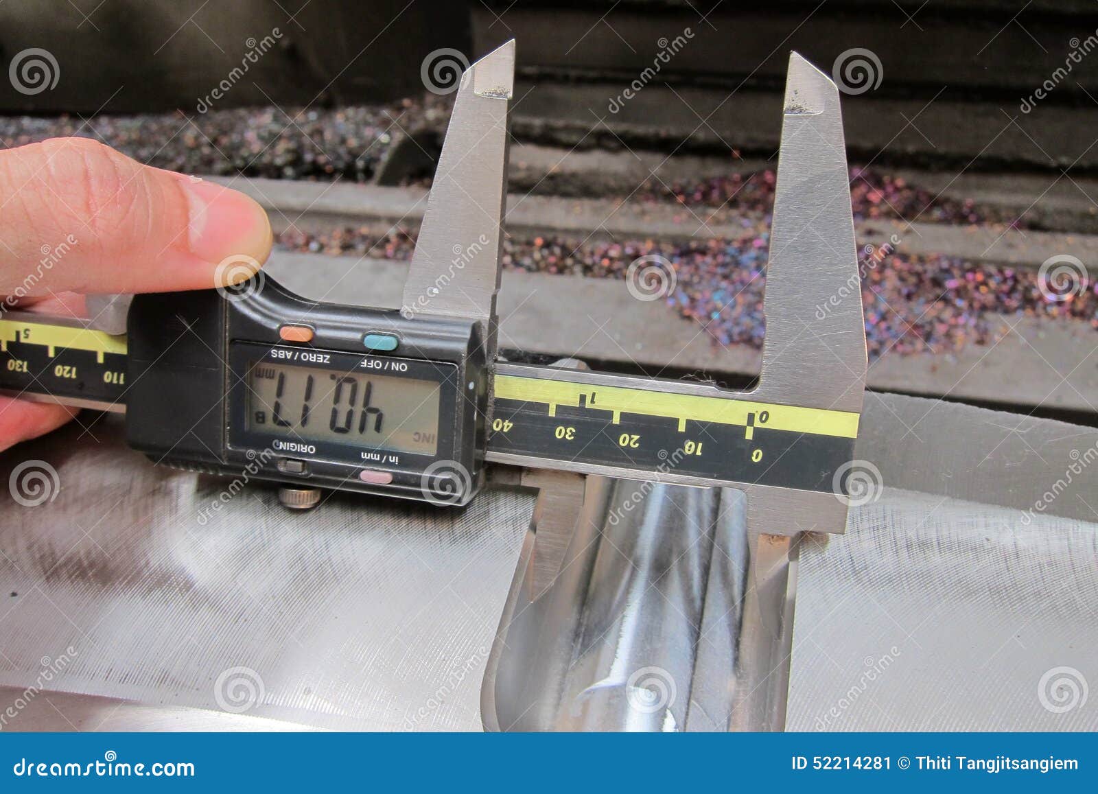 Measure by vernier stock image. Image of lathe, industry - 52214281