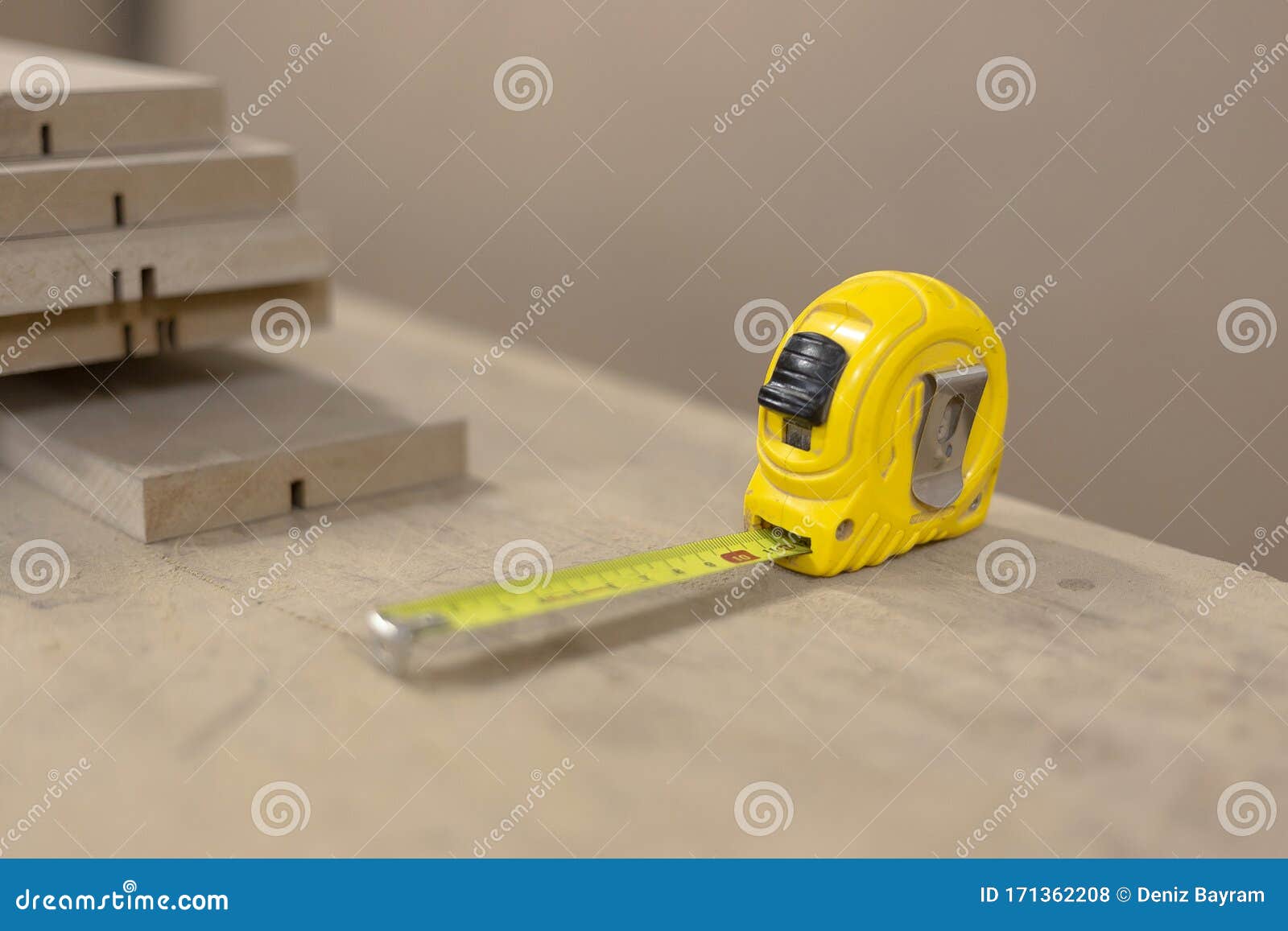 Measure on Work Table in the Carpentry Stock Photo - Image of article ...