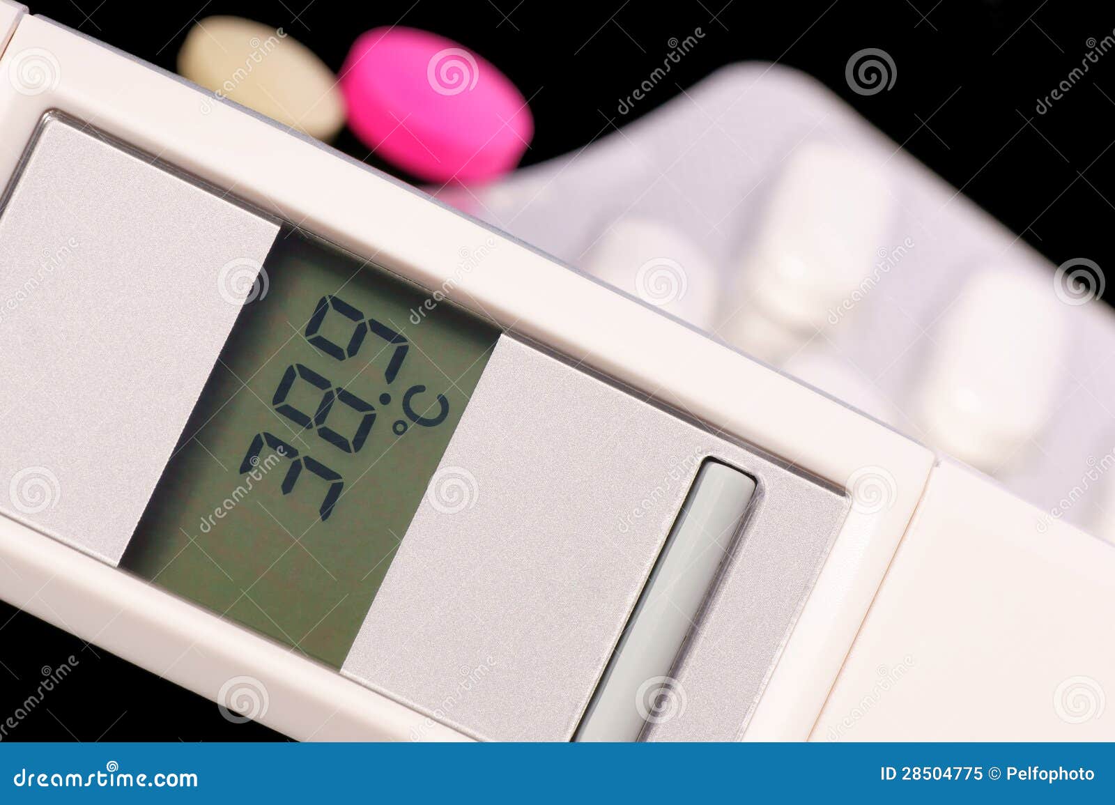 Body Temperature Measurement With Infrared Wrist Thermometer. Royalty ...