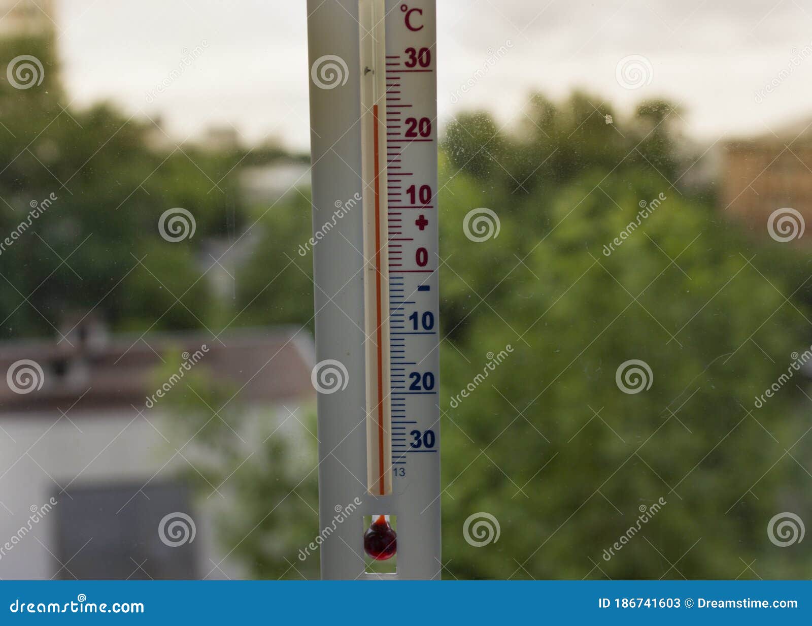 Measurement of Air Temperature in the Street.window Thermometer Stock ...