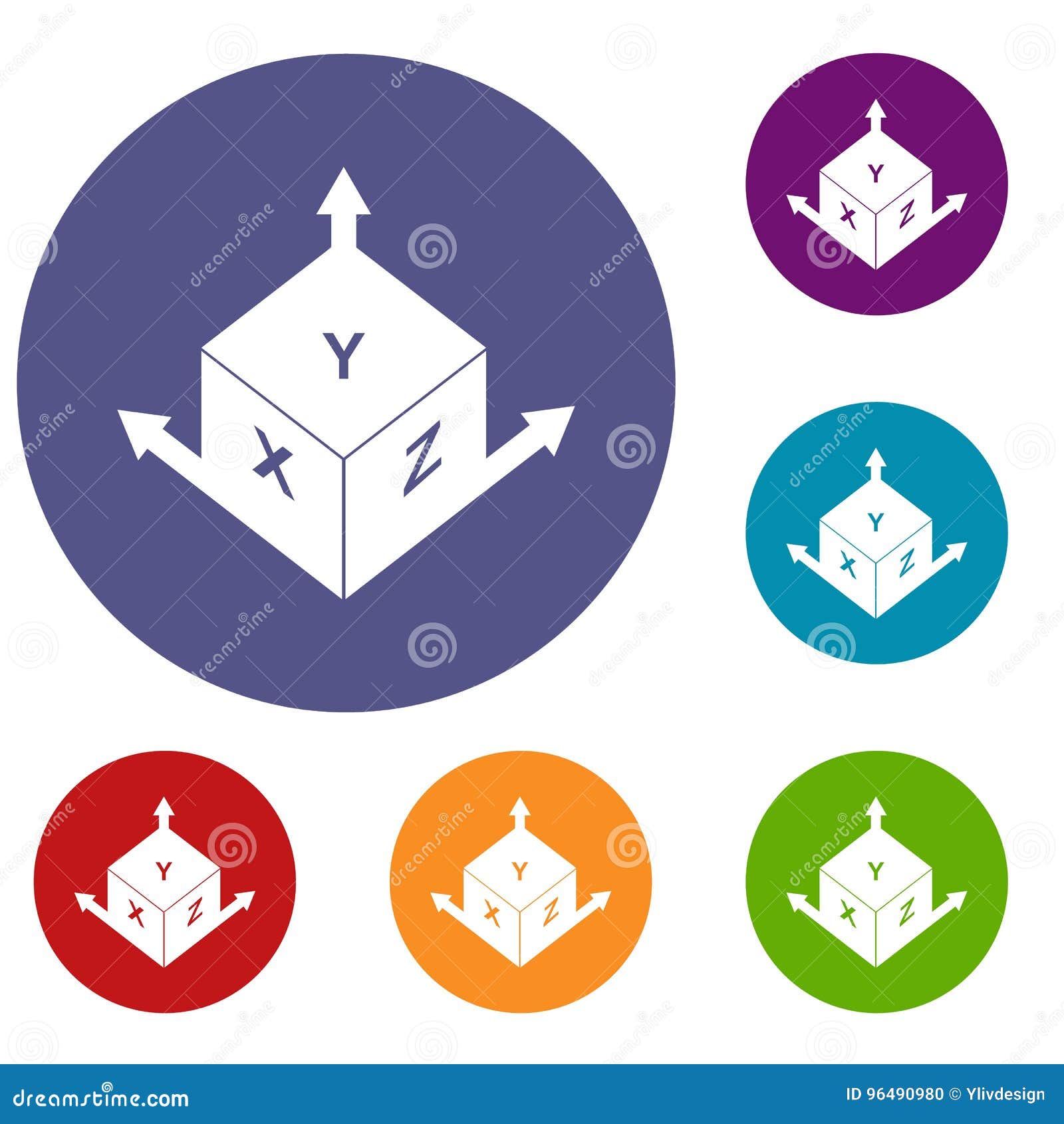 Measurement Cube Square Icons Set Stock Vector - Illustration of ...