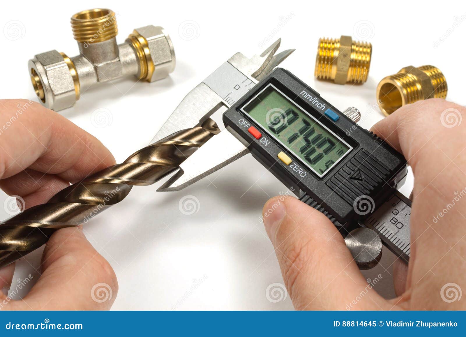 Measurement Diameter of Drill a Digital Caliper in the Master`s Hands ...