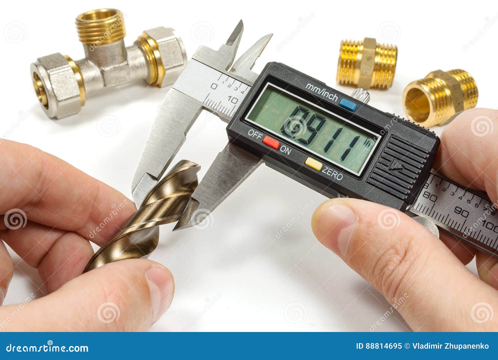 Measurement Diameter of Drill a Digital Caliper in the Master`s Hands ...
