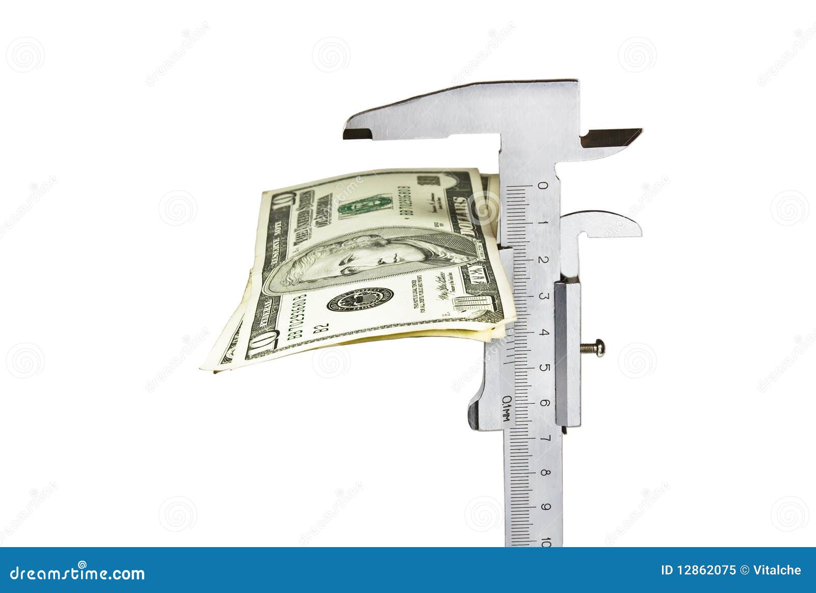Measurement of dollars stock image. Image of caliper - 12862075